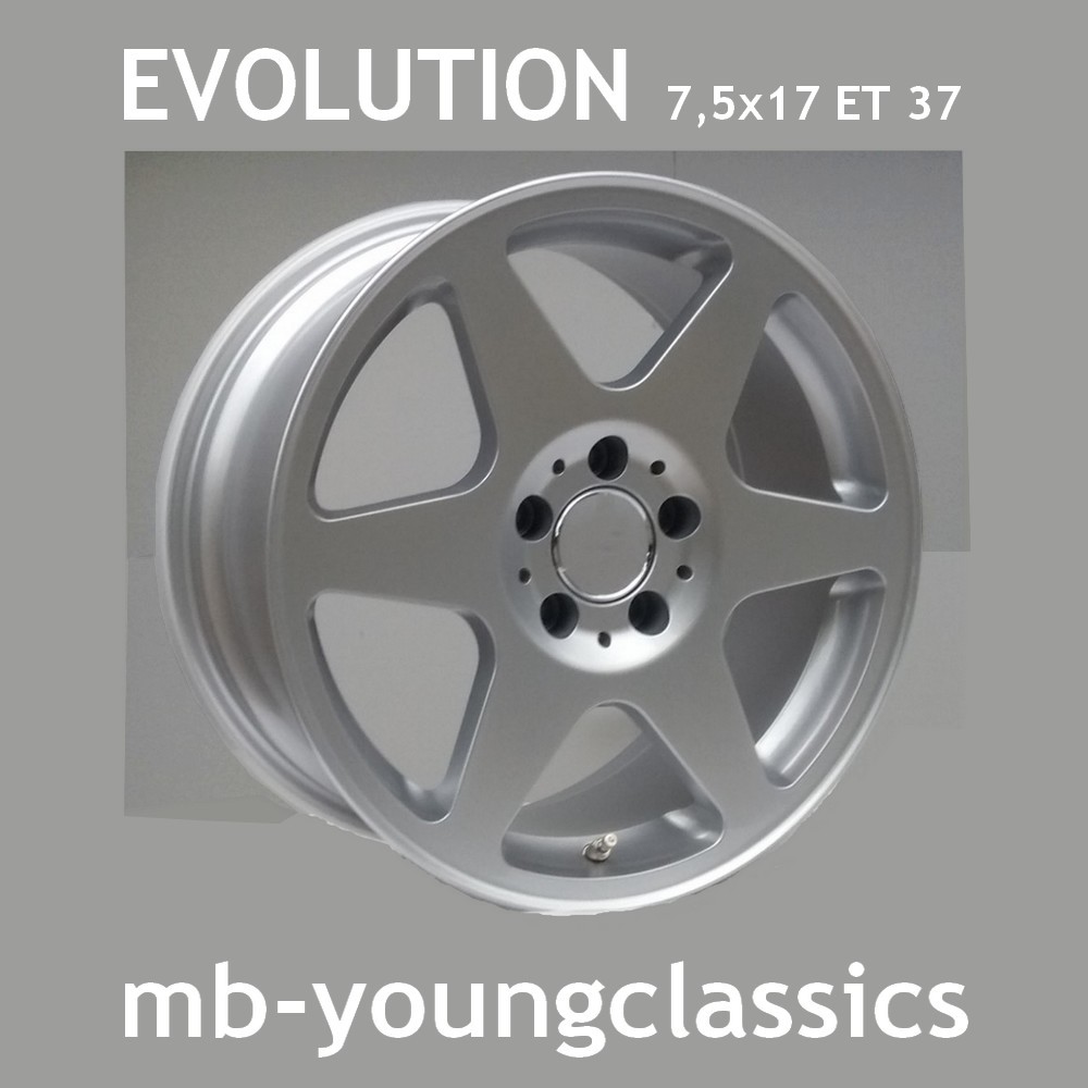 4 pcs Evolution rims 7,5×17 ET 37 silver painted for Mercedes 7,5×17 ET ...